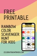 Rainbow color scavenger hunt for kids [free printable!] - Celebrating ...