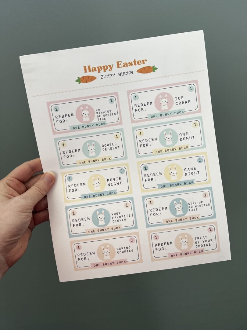 Easter Bunny Bucks - free printable - Celebrating with kids