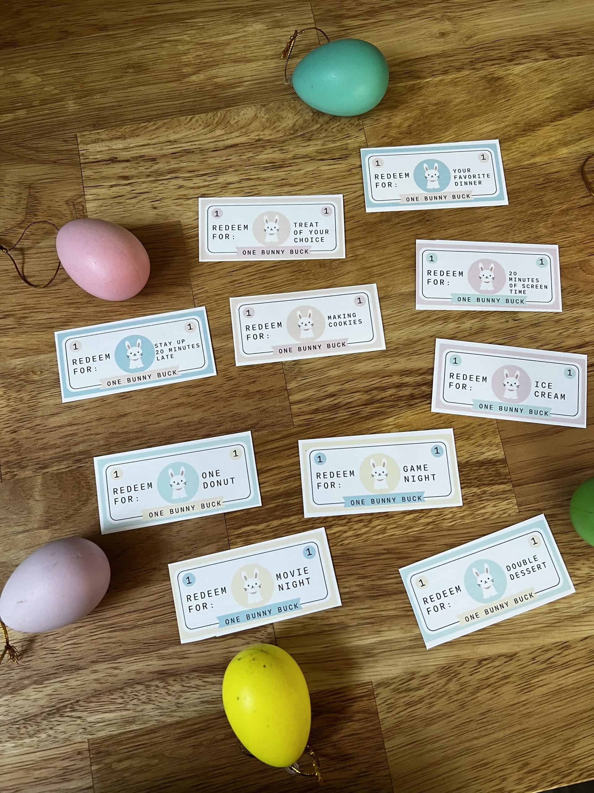 Easter Bunny Bucks - free printable - Celebrating with kids