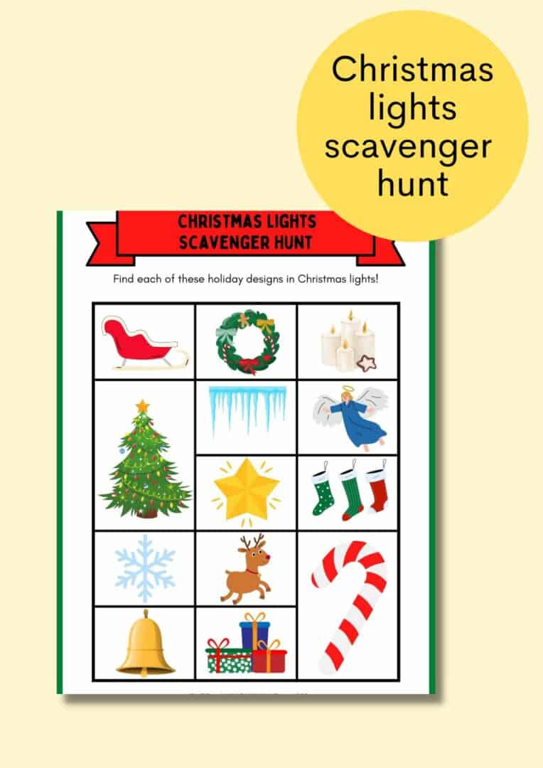 Christmas Lights Scavenger Hunt for Kids - FREE PRINTABLE ...