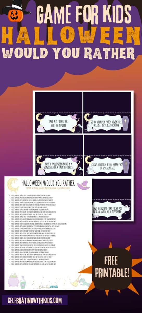 Halloween Would you Rather Questions + free printable game ...