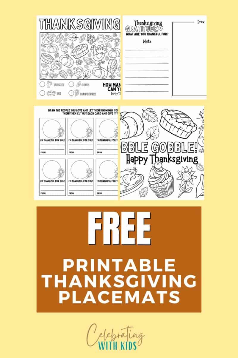Free Printable Thanksgiving Placemats - Celebrating with kids