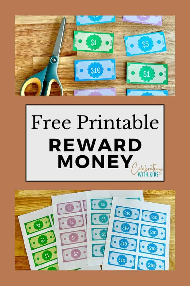 Free Printable Reward Money for kids - Celebrating with kids
