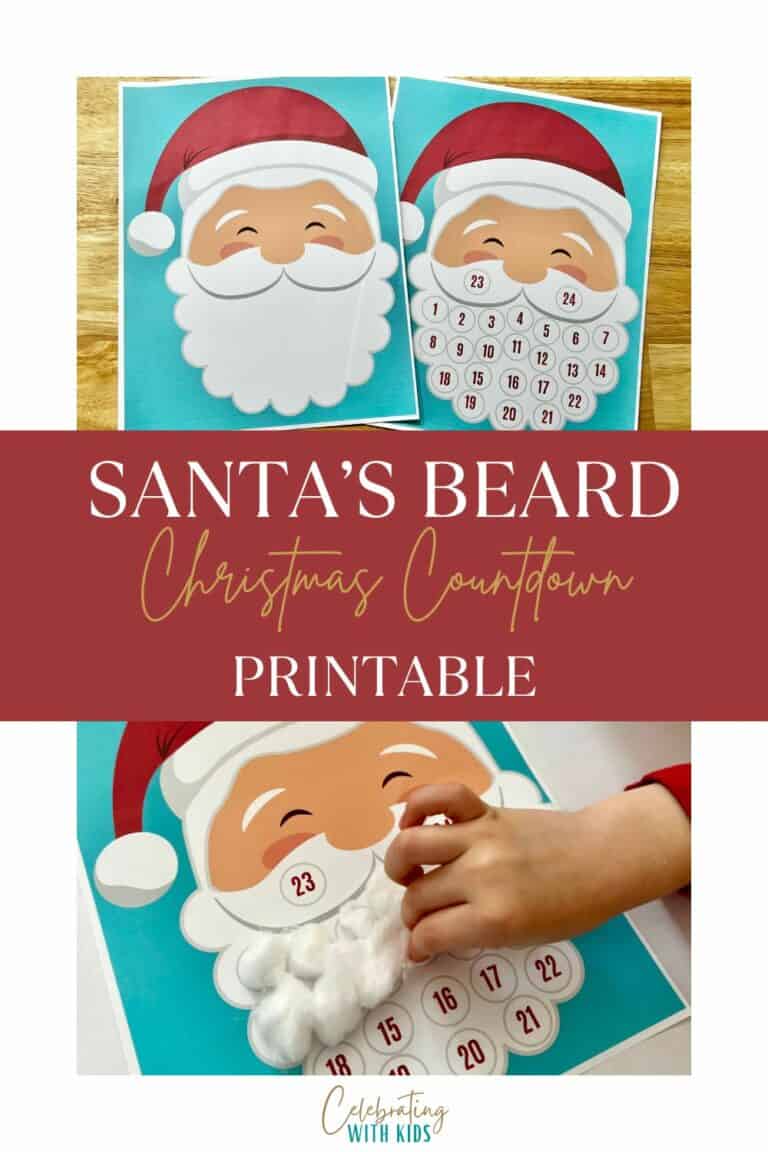 Santa's Beard Christmas Countdown Printable - Celebrating with kids
