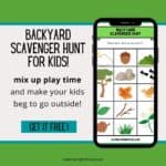 Backyard scavenger hunt for kids - free printable! - Celebrating with kids