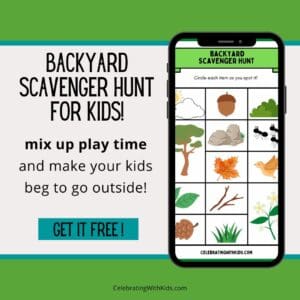 Backyard scavenger hunt for kids - free printable! - Celebrating with kids