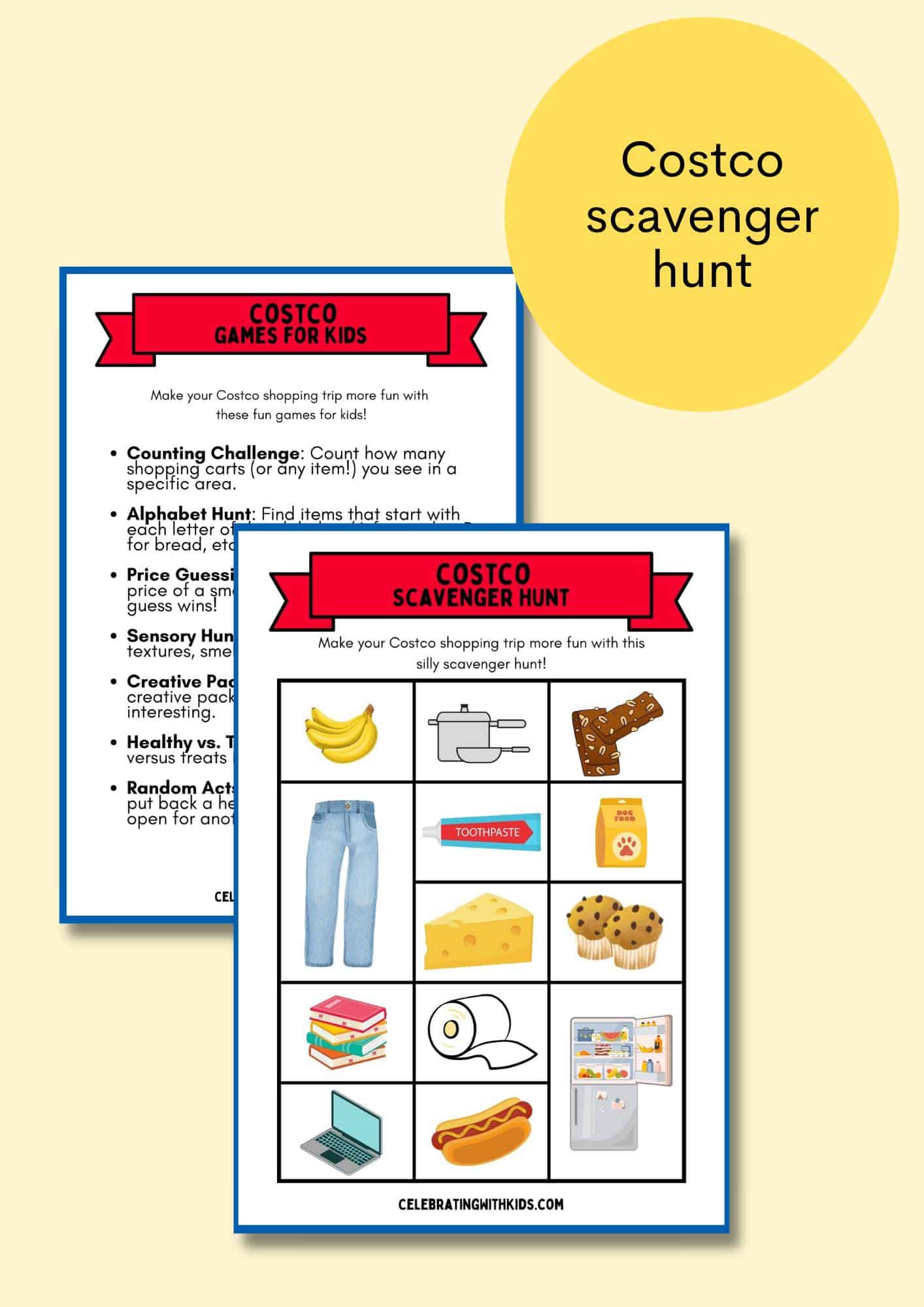 Costco Scavenger Hunt for Kids - free printable! - Celebrating with kids