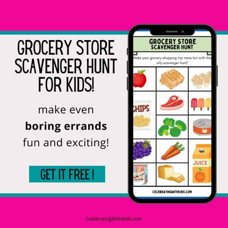 Grocery Store Scavenger Hunt for kids - free printable! - Celebrating ...