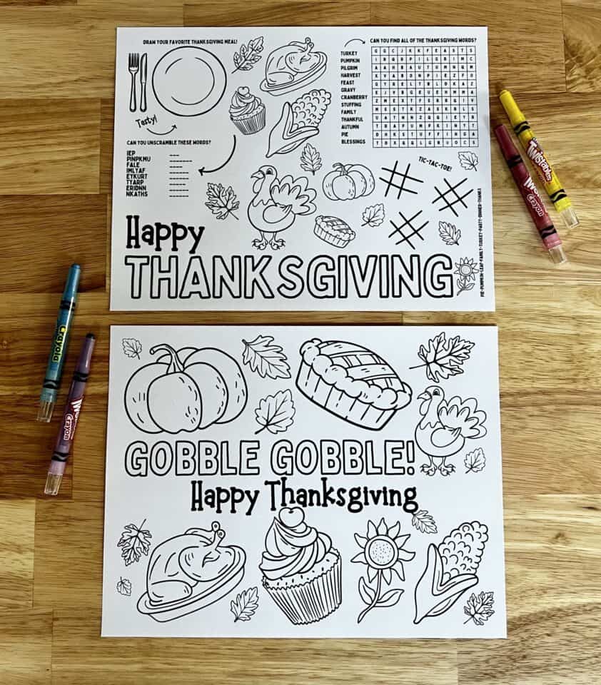 Free Printable Thanksgiving Placemats - Celebrating with kids