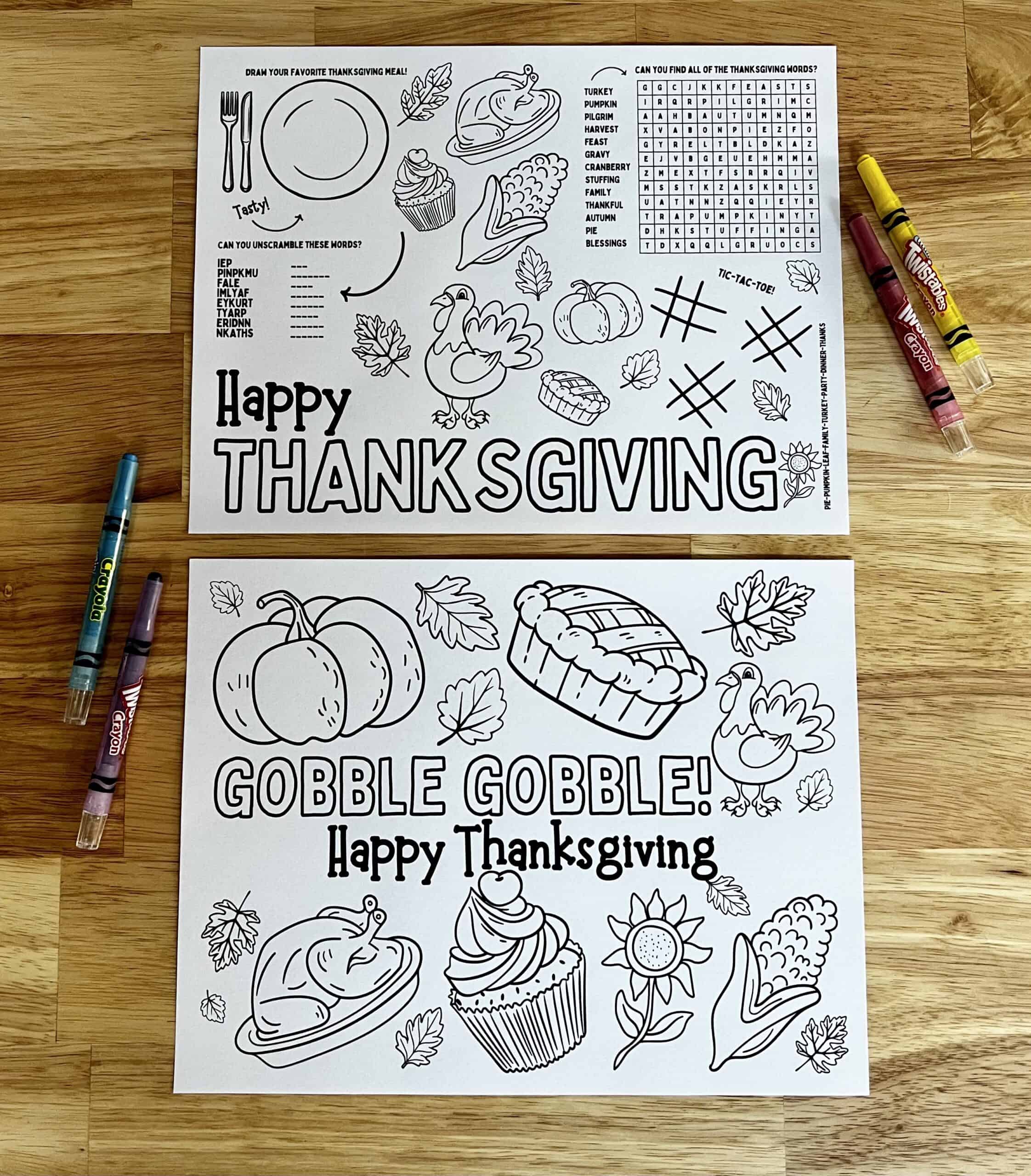 Free Printable Thanksgiving Placemats - Celebrating with kids