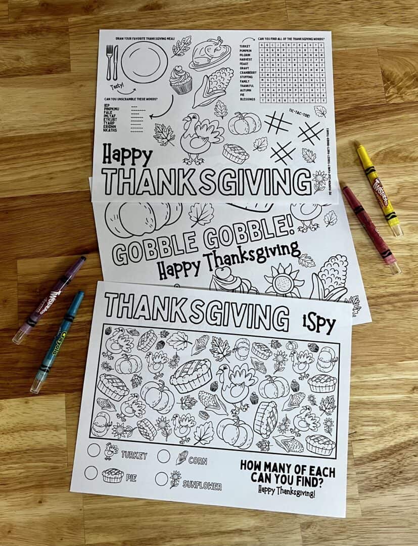 Free Printable Thanksgiving Placemats - Celebrating with kids
