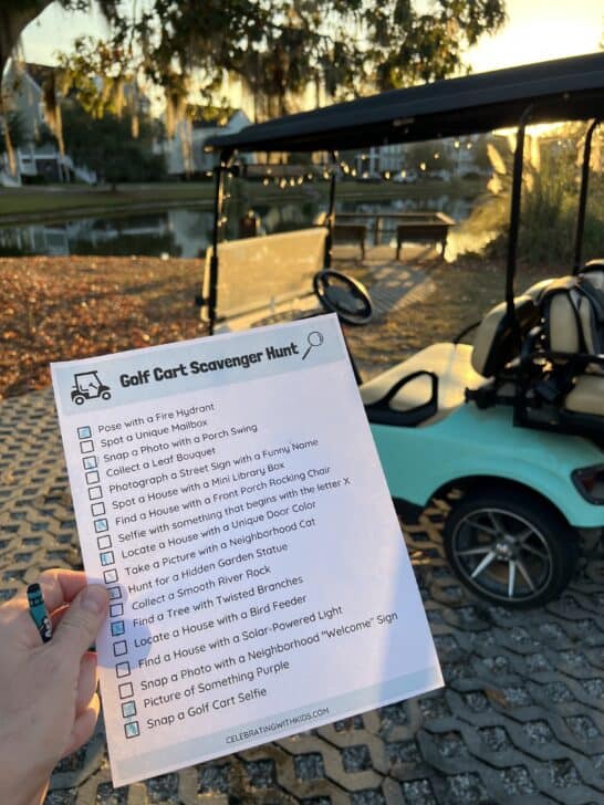 Golf cart scavenger hunt -free printable! - Celebrating with kids
