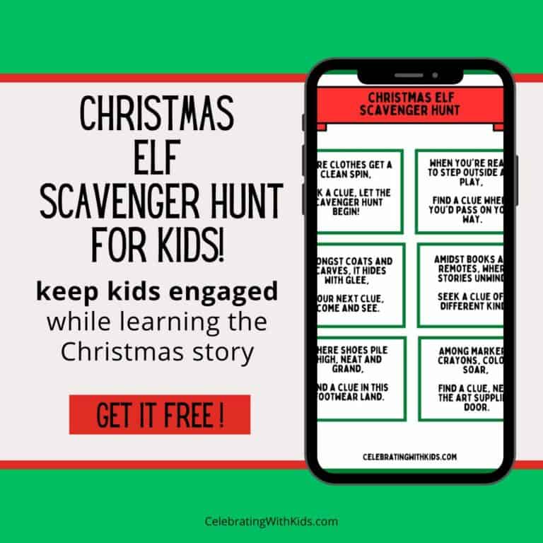 Christmas Elf scavenger hunt - free printable - Celebrating with kids