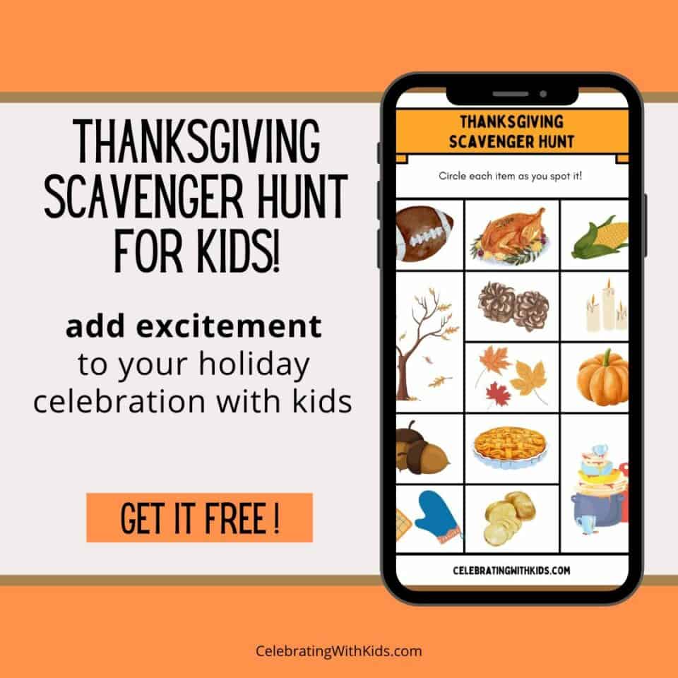 Thanksgiving scavenger hunt for kids - free printable! - Celebrating ...