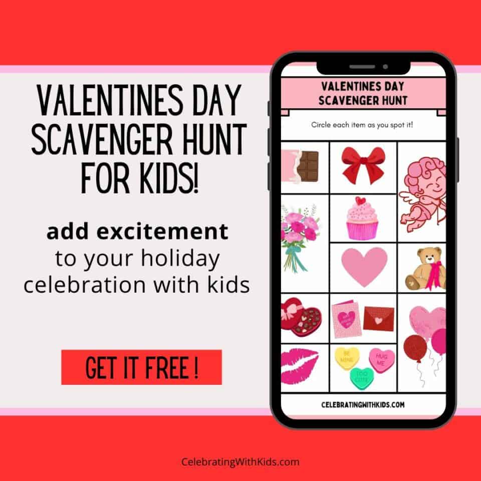Valentines Day scavenger hunt for kids - free printable! - Celebrating ...
