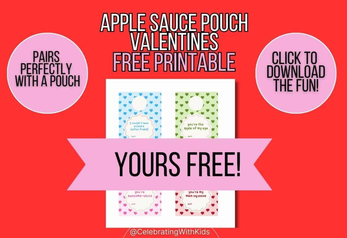 Applesauce Valentine Cards Printable - Celebrating with kids