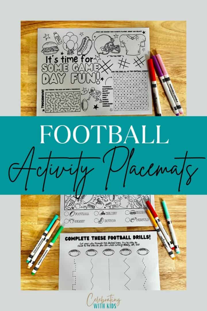 Free Printable Football Activity Placemats - Celebrating with kids