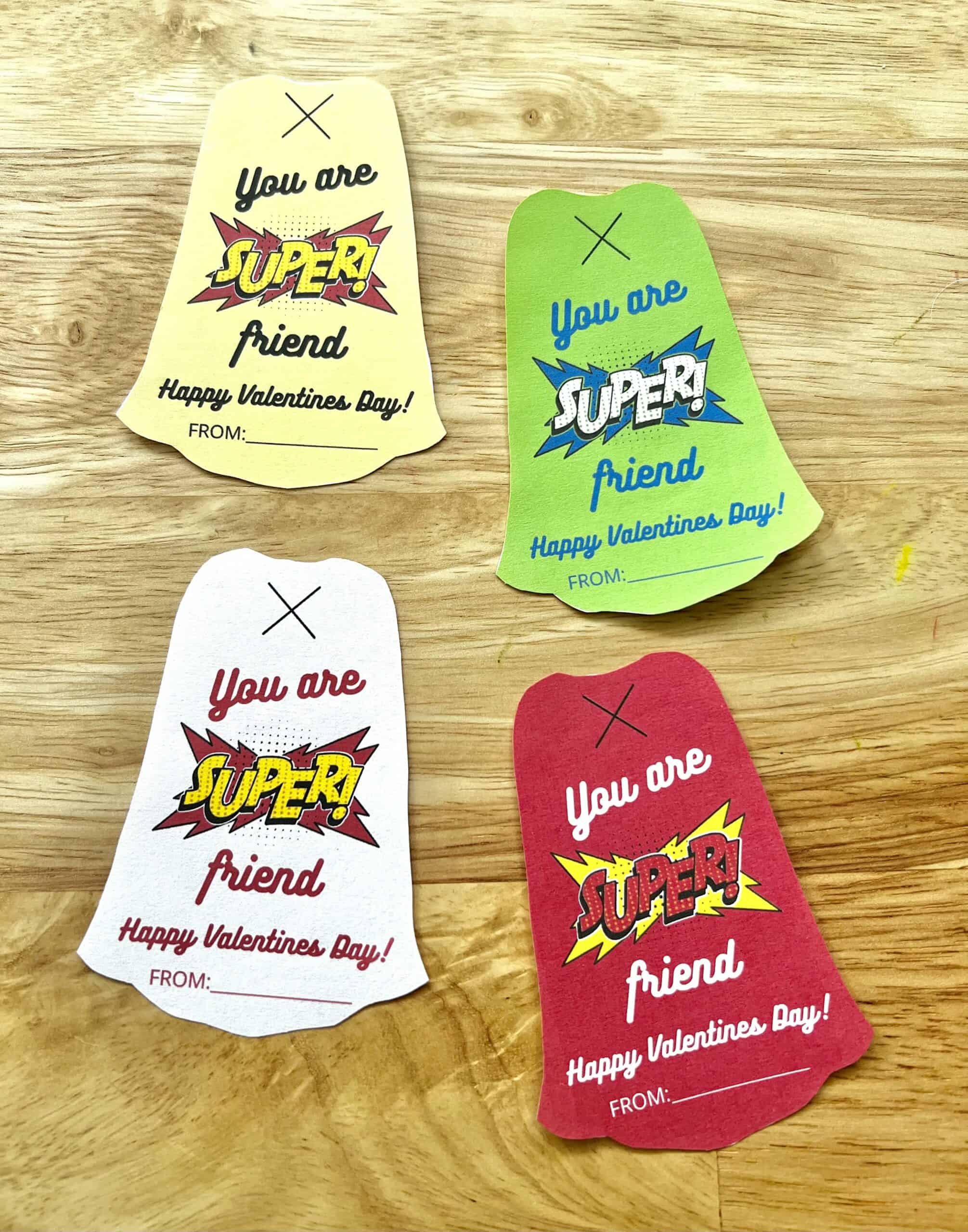 Printable Lollipop Superhero Capes Valentines - Celebrating with kids