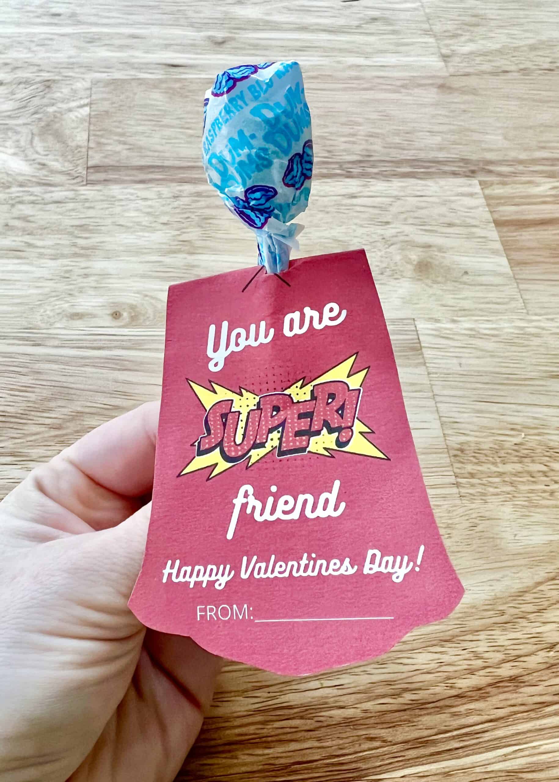 Printable Lollipop Superhero Capes Valentines - Celebrating with kids