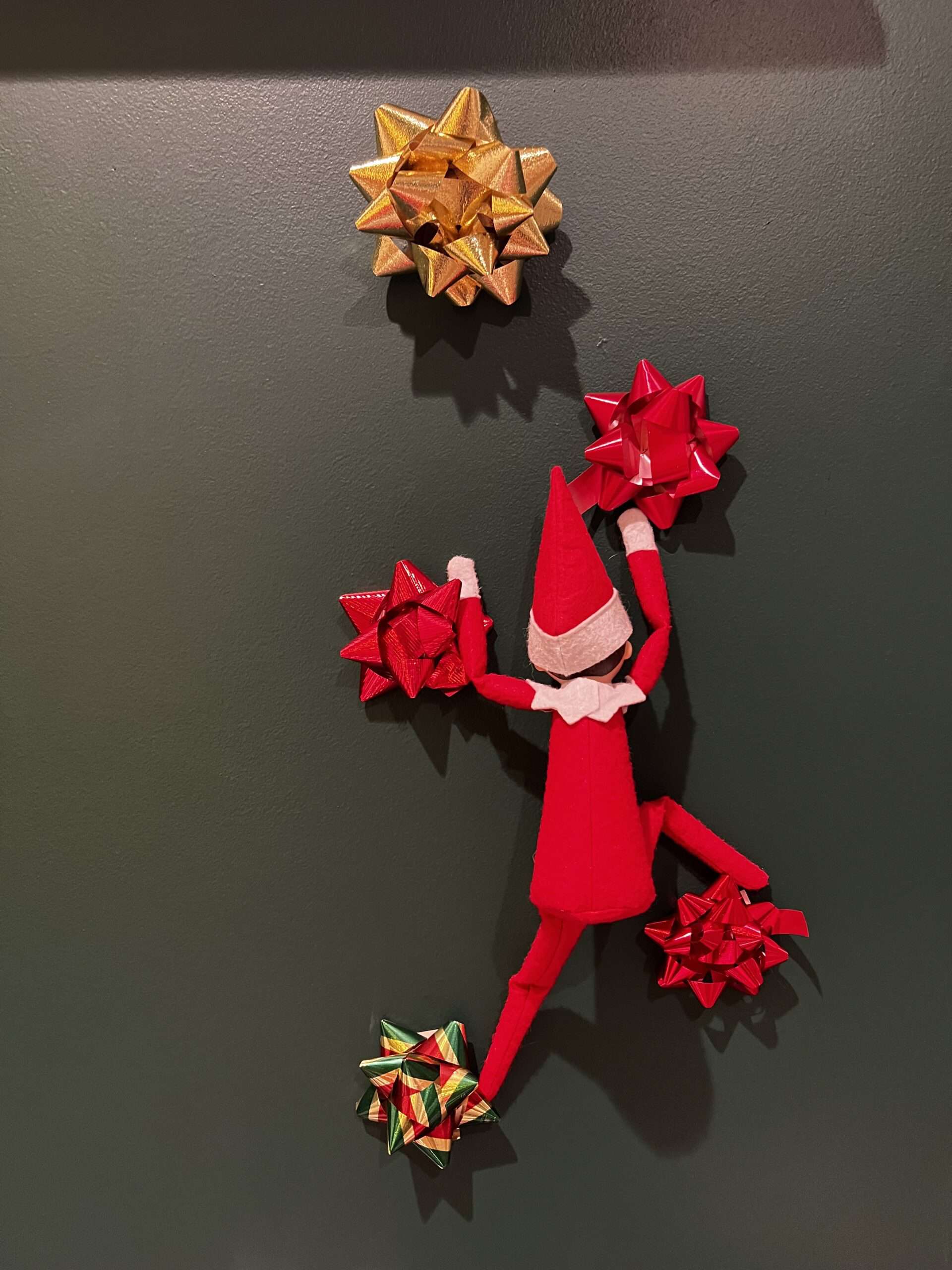 Elf on the Shelf idea: bow rock climbing - Celebrating with kids