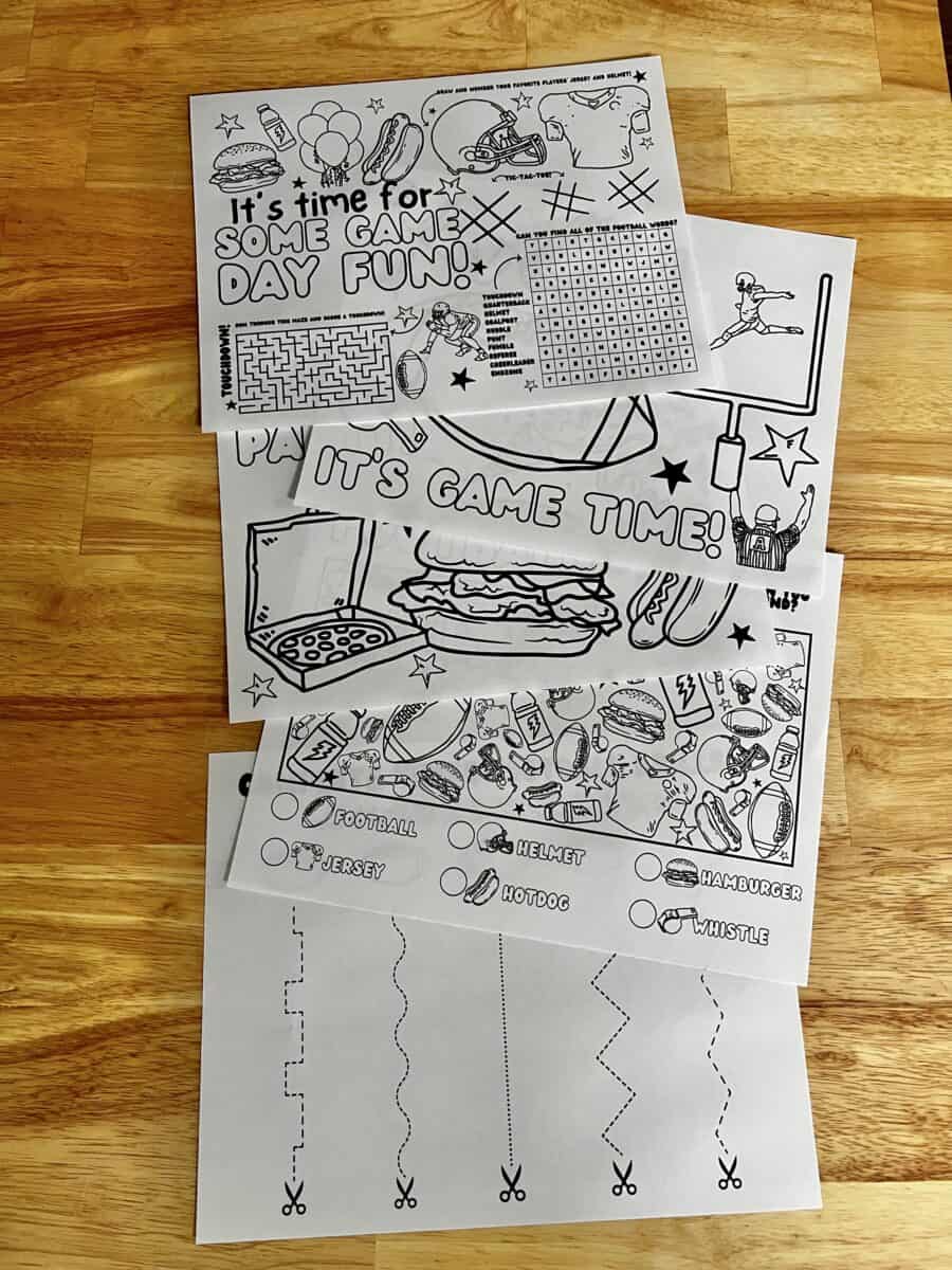 Free Printable Football Activity Placemats - Celebrating with kids