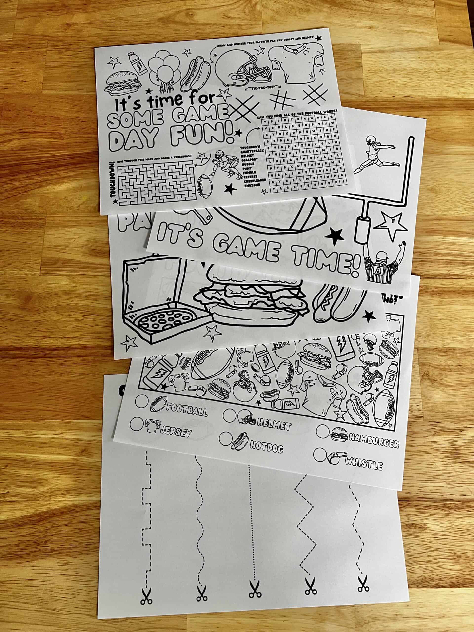 Free Printable Football Activity Placemats - Celebrating with kids
