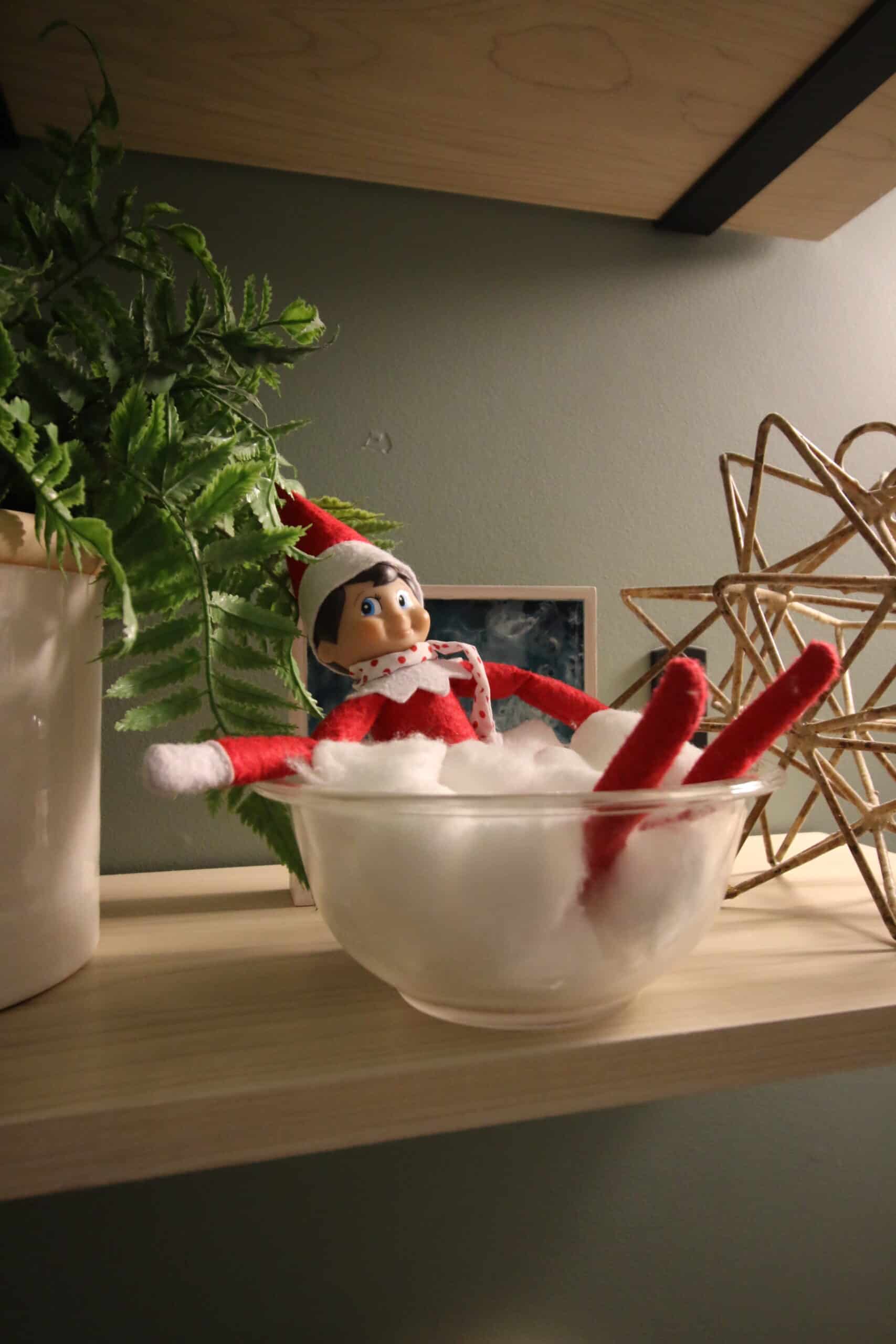 Elf on the shelf idea: cotton ball bath - Celebrating with kids
