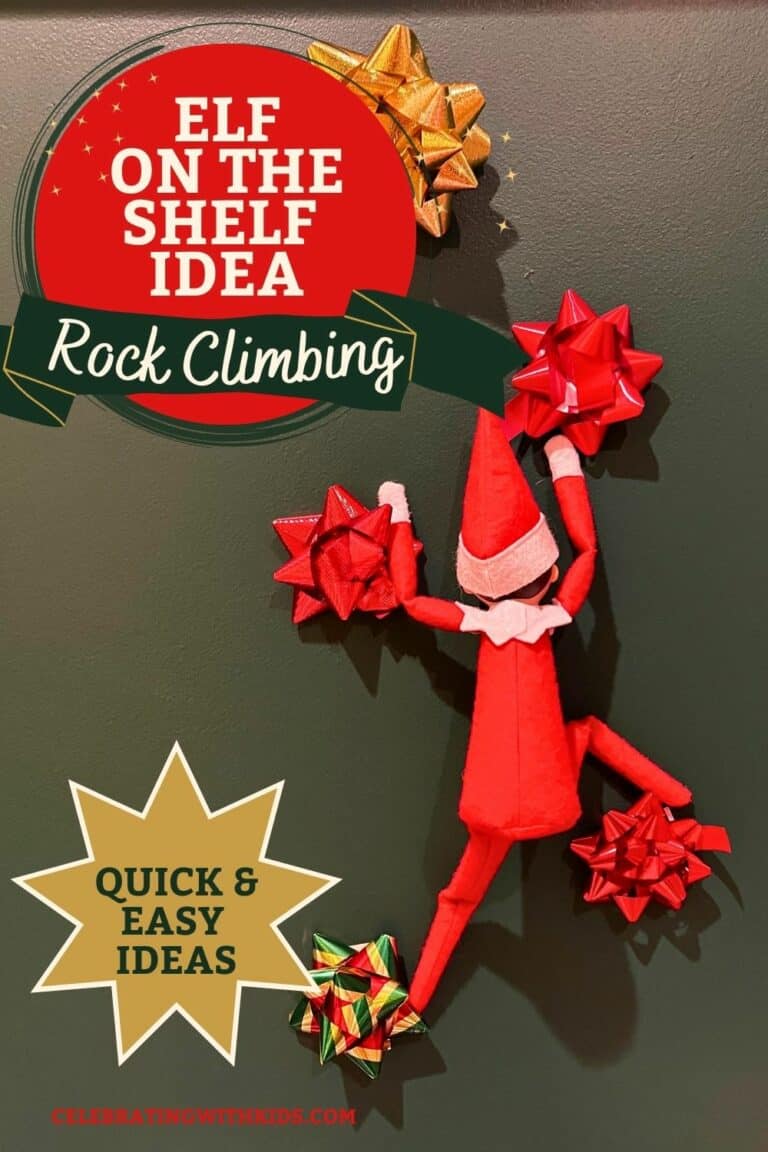 Elf on the Shelf idea: bow rock climbing - Celebrating with kids