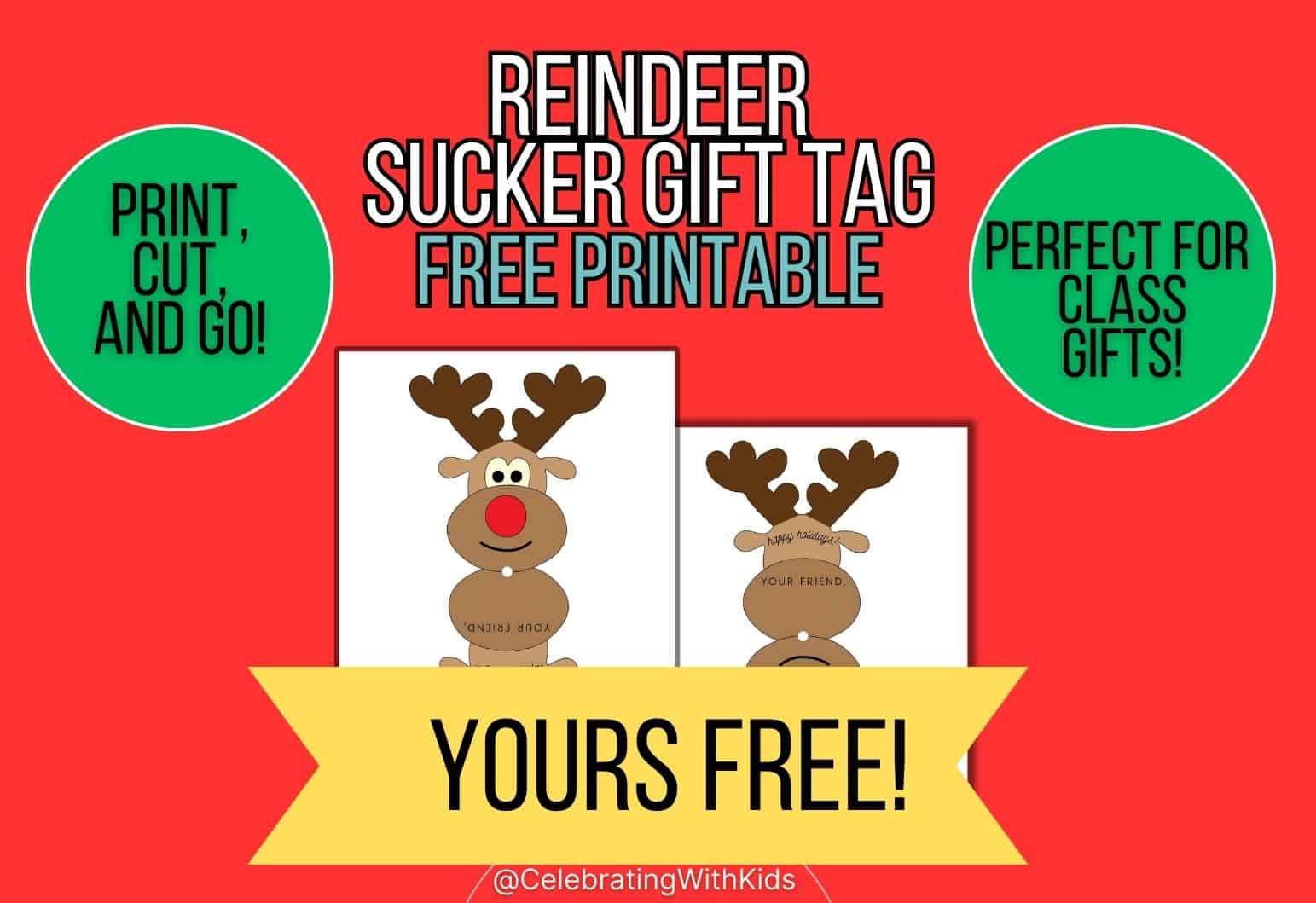Reindeer lollipop gift tag - easy Christmas class gift idea ...