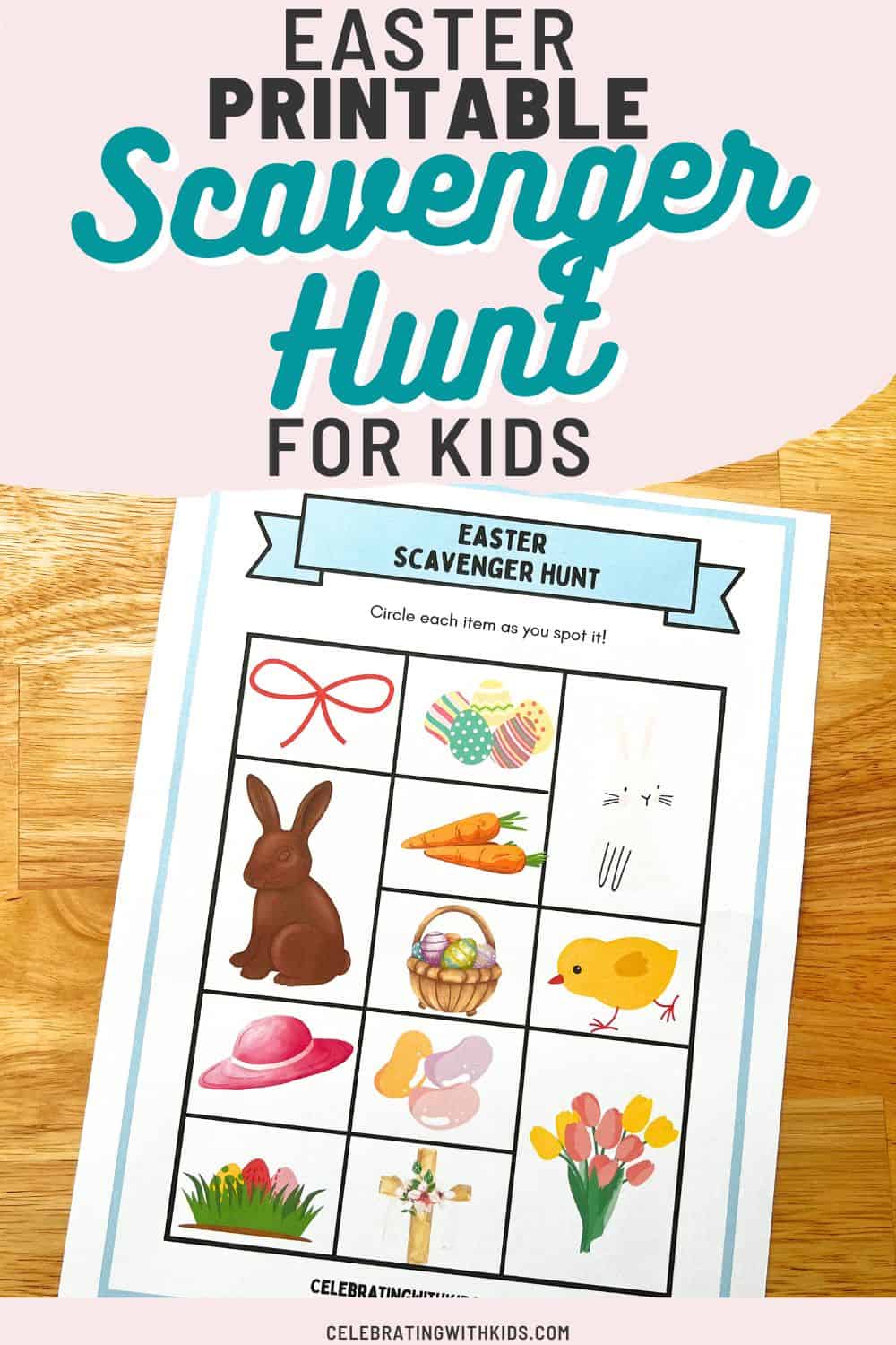 Easter scavenger hunt for kids - free printable! - Celebrating with kids