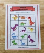 Dinosaur Scavenger Hunt - free printable - Celebrating with kids