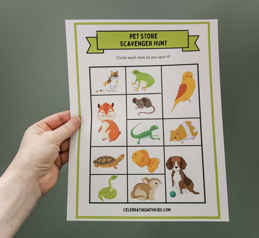 Pet Store Scavenger Hunt - free printable! - Celebrating with kids