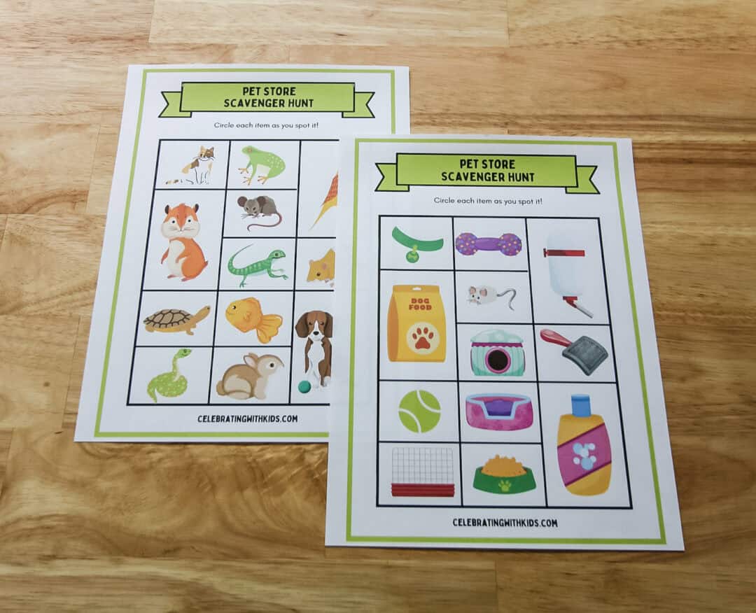 Pet Store Scavenger Hunt - free printable! - Celebrating with kids