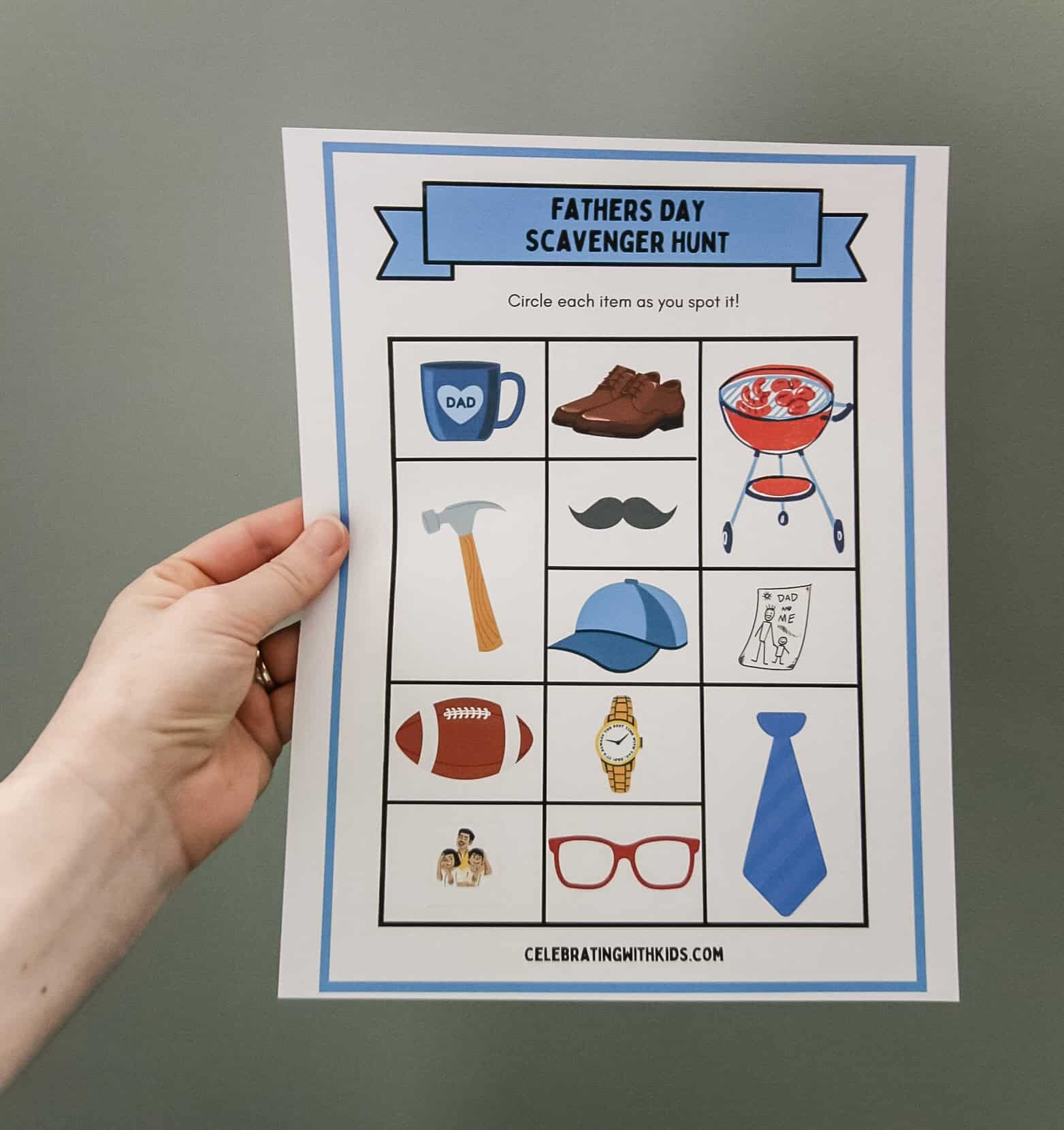 Fathers Day Scavenger Hunt - free printable - Celebrating with kids