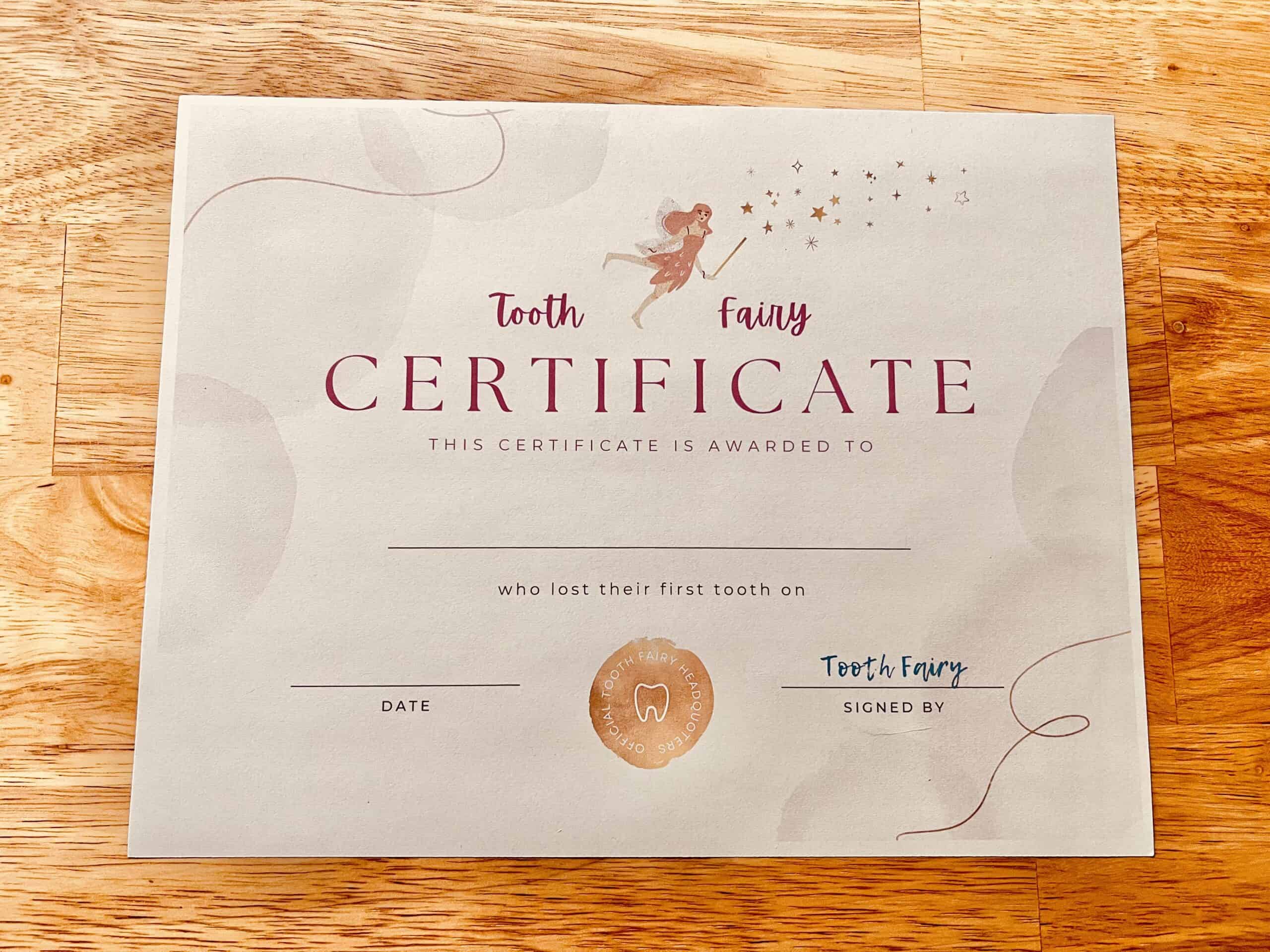 Tooth Fairy Certificate - free printable! - Celebrating with kids