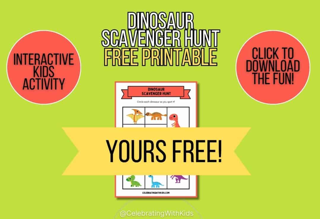 Dinosaur Scavenger Hunt - free printable - Celebrating with kids