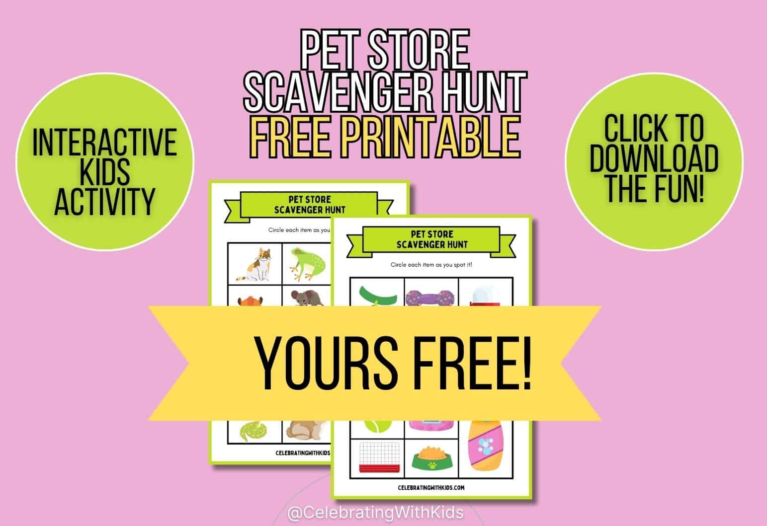 Pet Store Scavenger Hunt - free printable! - Celebrating with kids