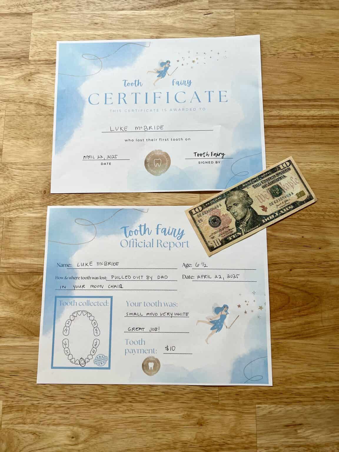Tooth Fairy Certificate - free printable! - Celebrating with kids