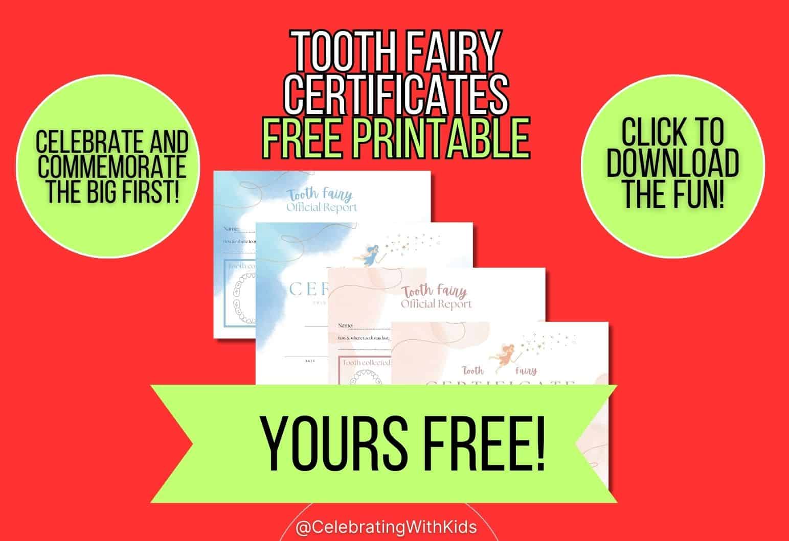Tooth Fairy Certificate - free printable! - Celebrating with kids