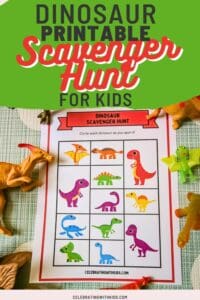 Dinosaur Scavenger Hunt - free printable - Celebrating with kids