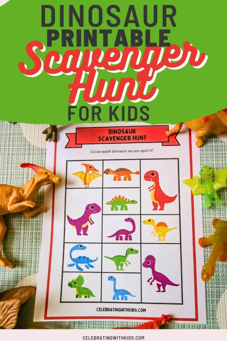 Dinosaur Scavenger Hunt - free printable - Celebrating with kids