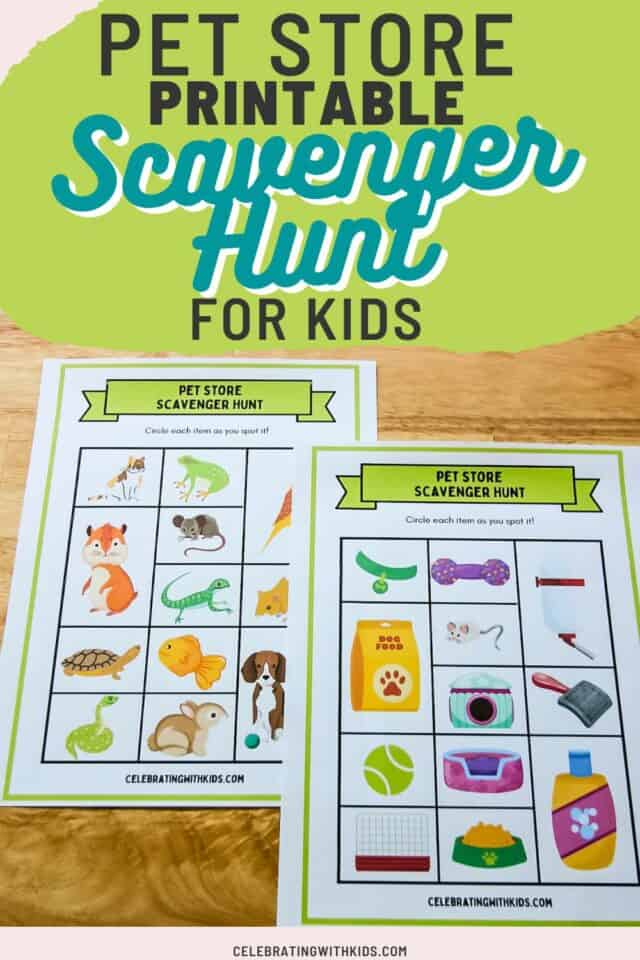 Pet Store Scavenger Hunt - free printable! - Celebrating with kids