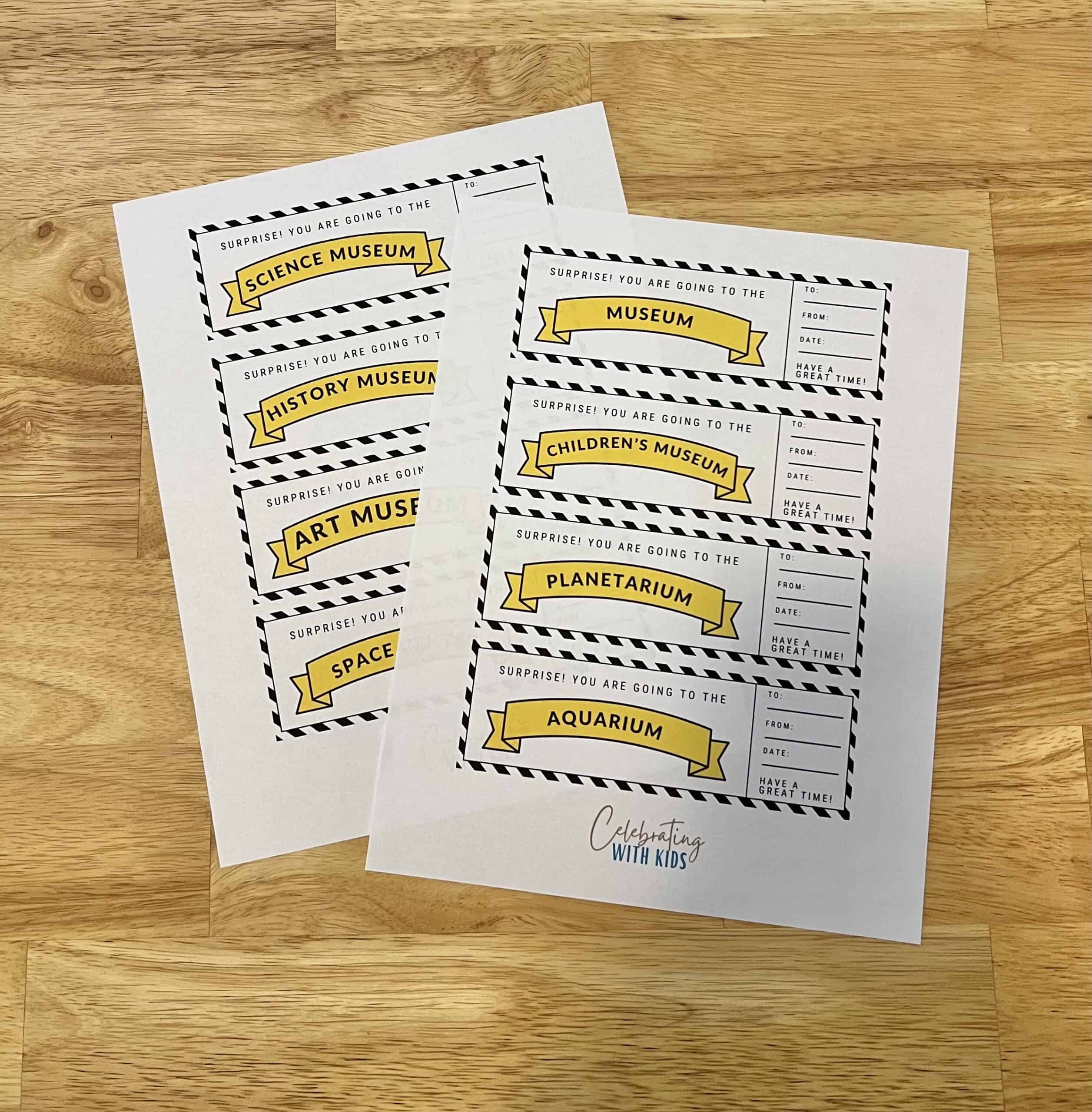 Free Printable Museum Tickets for Kids - Celebrating with kids