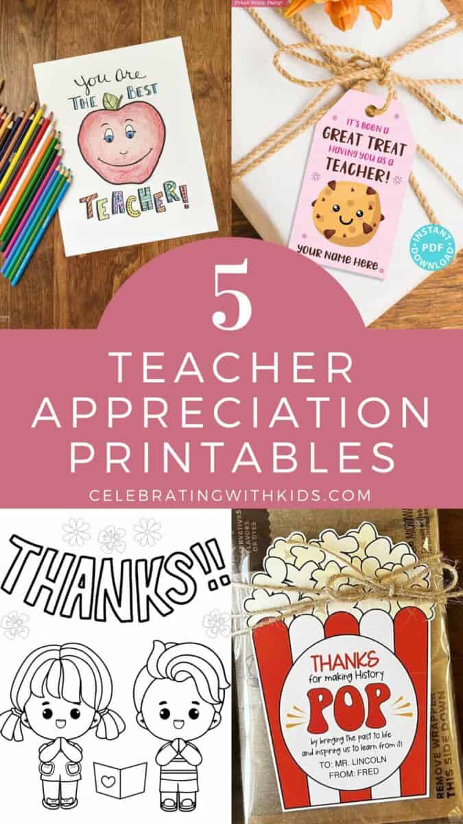 5 Teacher Appreciation Printables to Express Your Thanks - Celebrating ...
