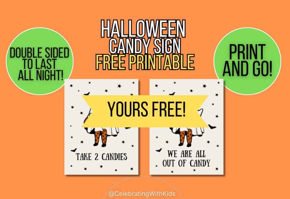 Halloween Candy Sign - Free Printable! - Celebrating with kids