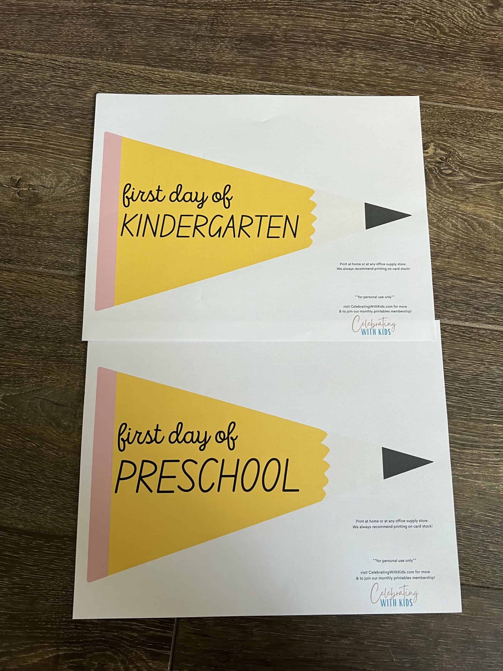 Free Printable First Day of School Pennant for Kids - Celebrating with kids