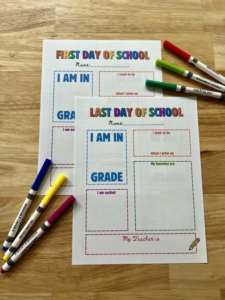First Day and Last Day of School About Me Printable - Celebrating with kids