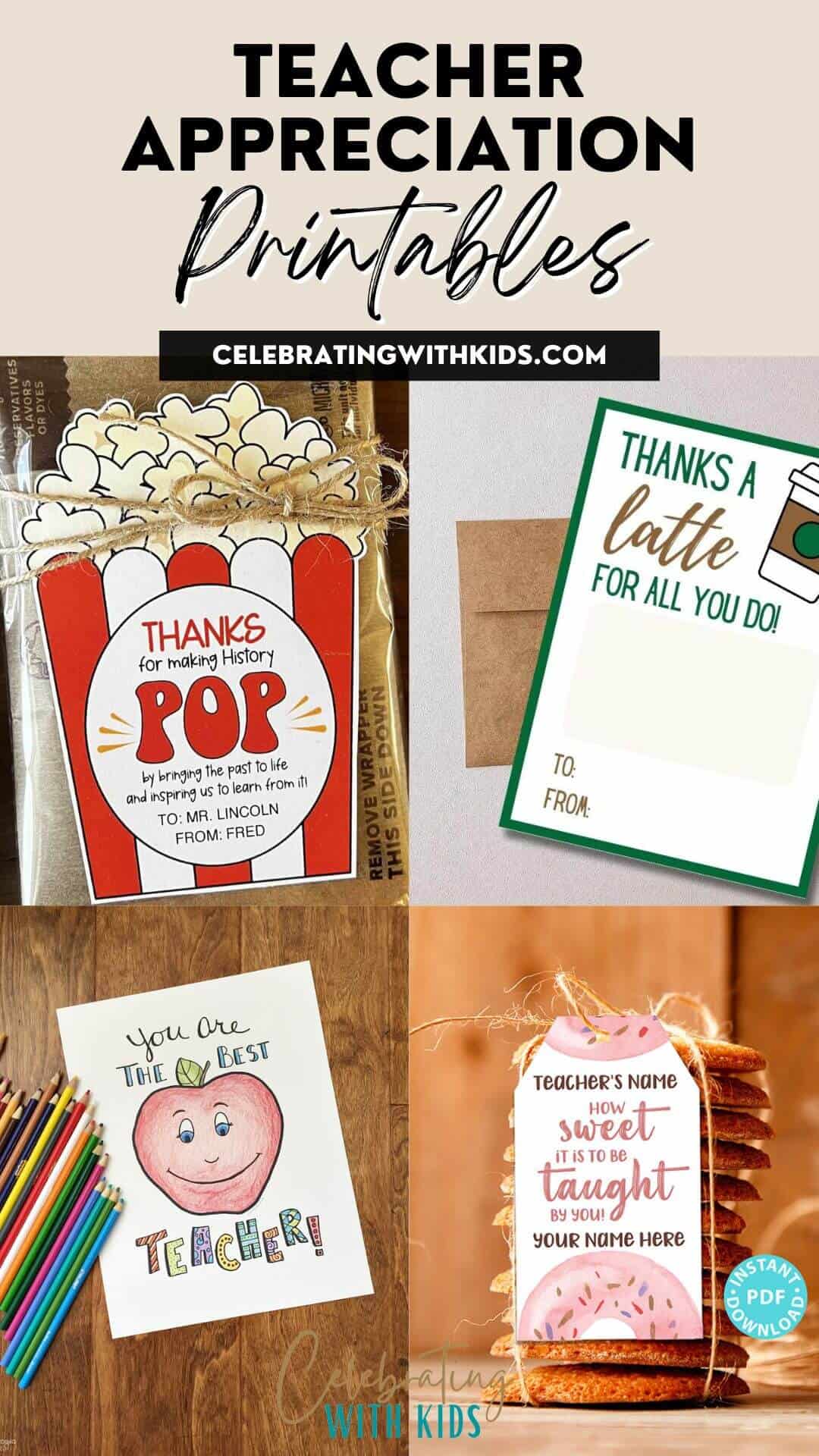 5 Teacher Appreciation Printables to Express Your Thanks - Celebrating ...