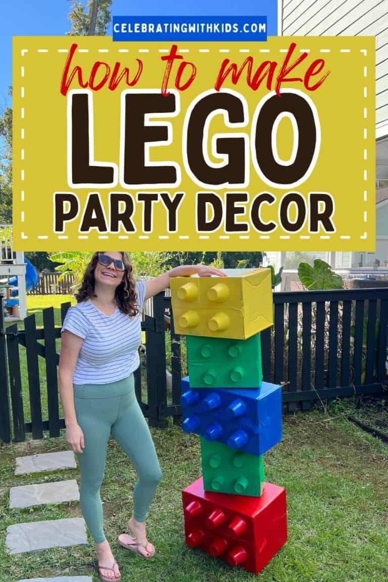 How to make cardboard lego party decorations - Celebrating with kids