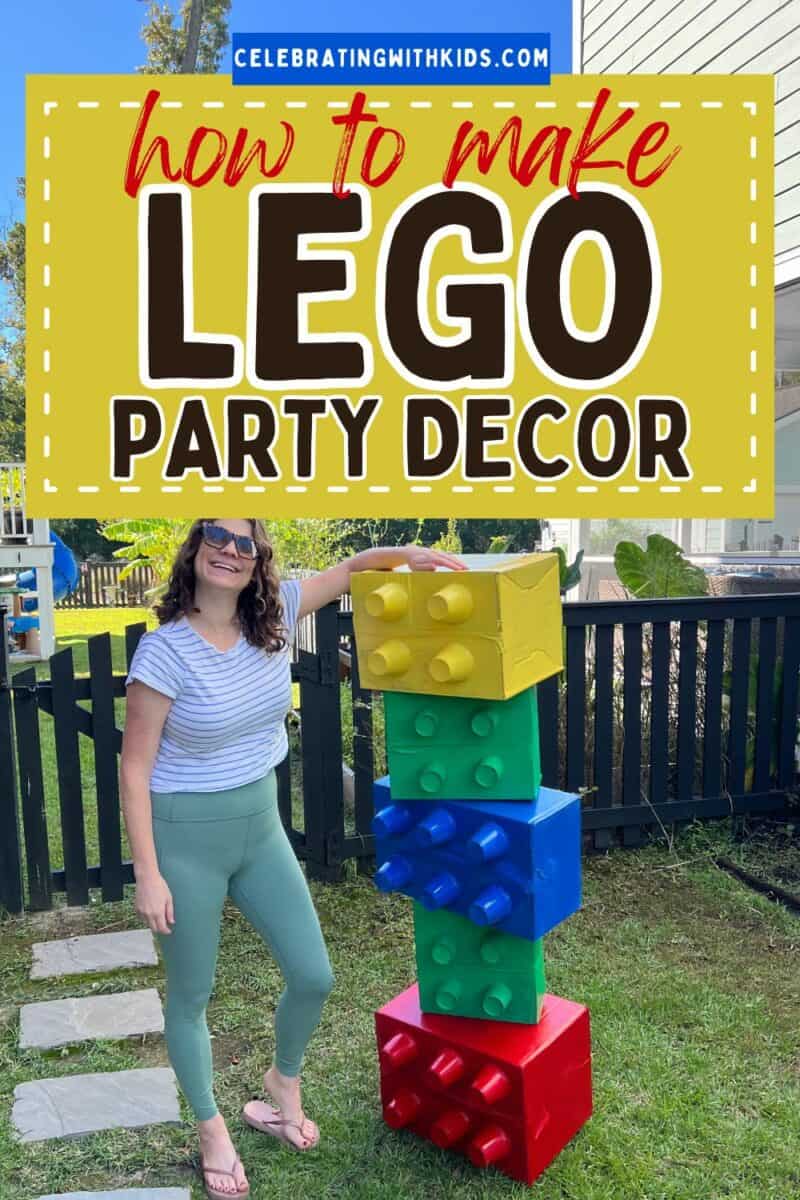 How to make cardboard lego party decorations - Celebrating with kids